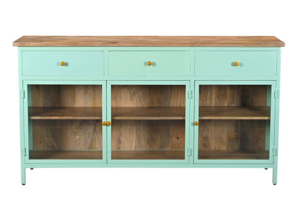 Landhaus Sideboard Provence Metallkorpus Holz Mint 160cm